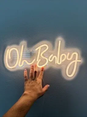 Other | Oh Baby Warm White Neon Script Sign | Poshmark